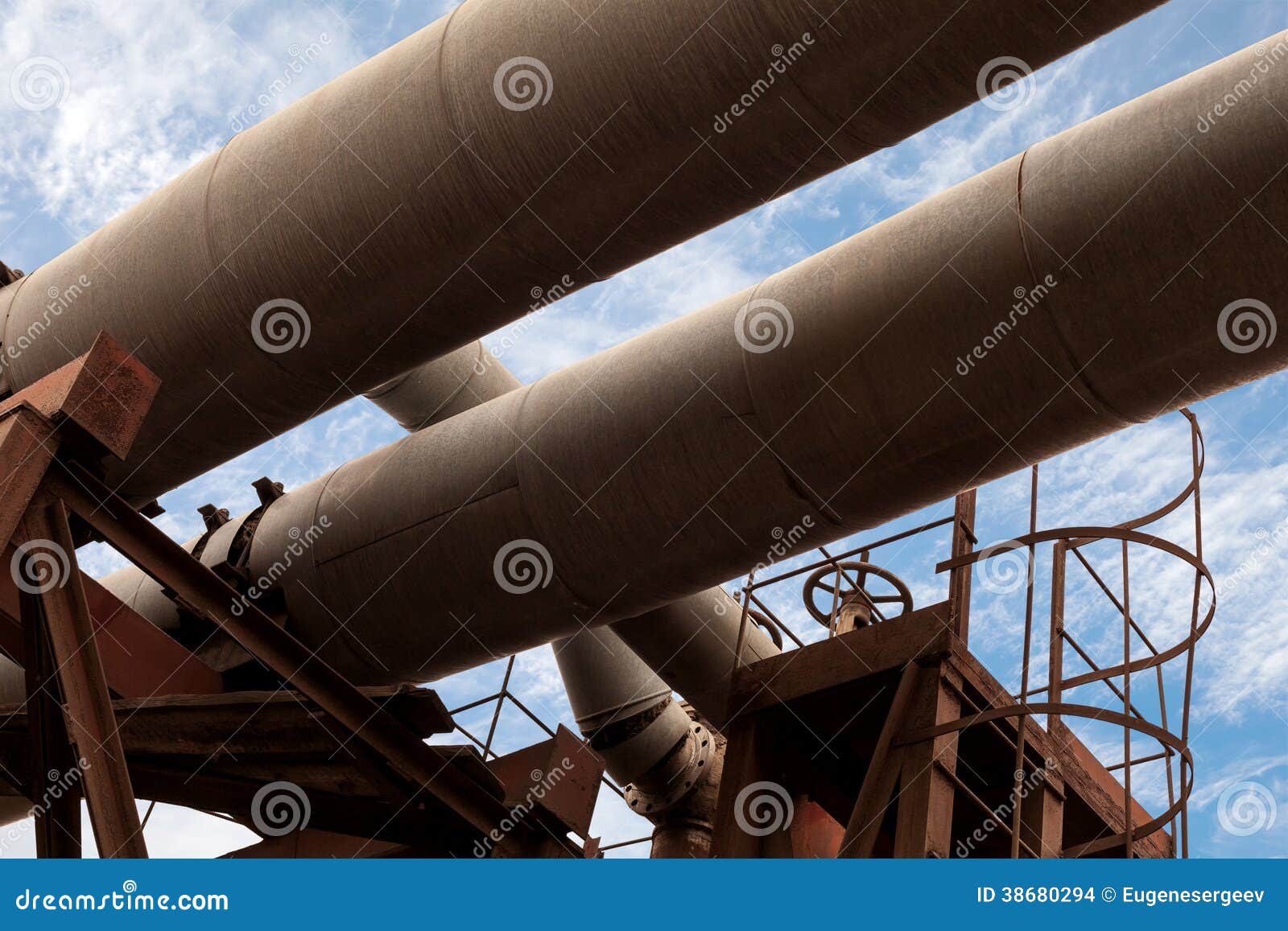 Dark Industrial Pipeline Fragment with Sky Stock Photo - Image of ...
