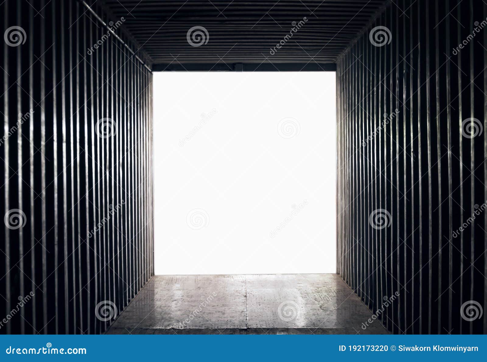 Dark Inside Empty Container Shipping Abstract Background. Copy Space ...