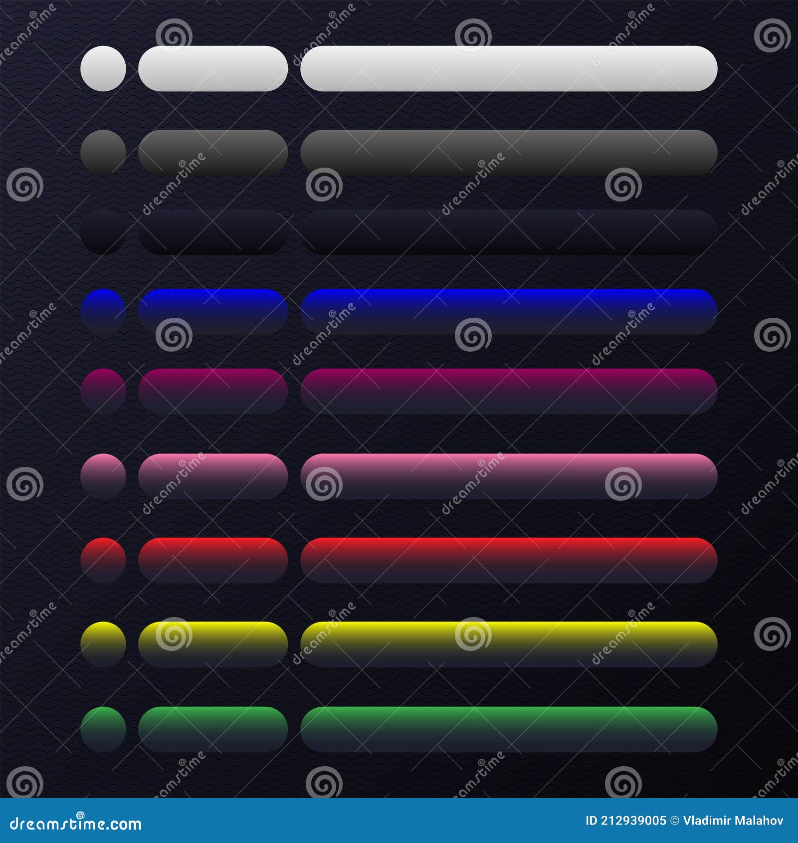 Dark Interface Button Icon Set in Flat Style. Stock Vector ...