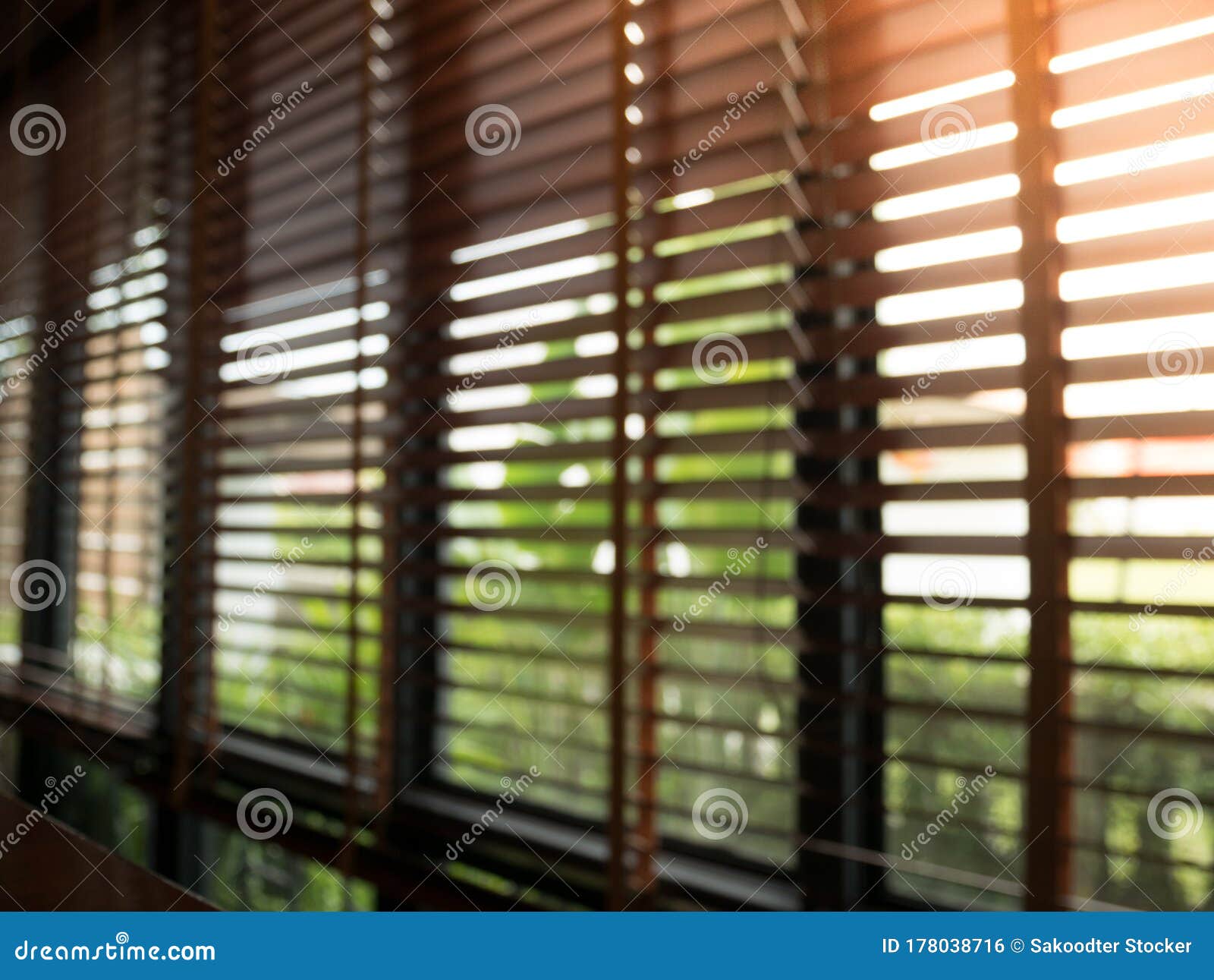 Dark Interior with Window Blinds at Cafe Selective Blur Focus Stock ...