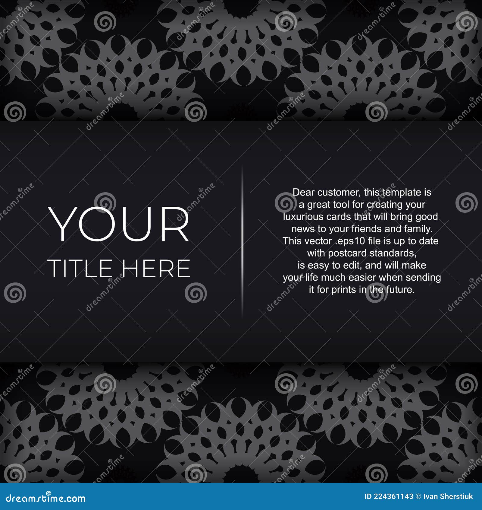 Dark Invitation Card Design with Abstract Silvery Ornament. Elegant and ...