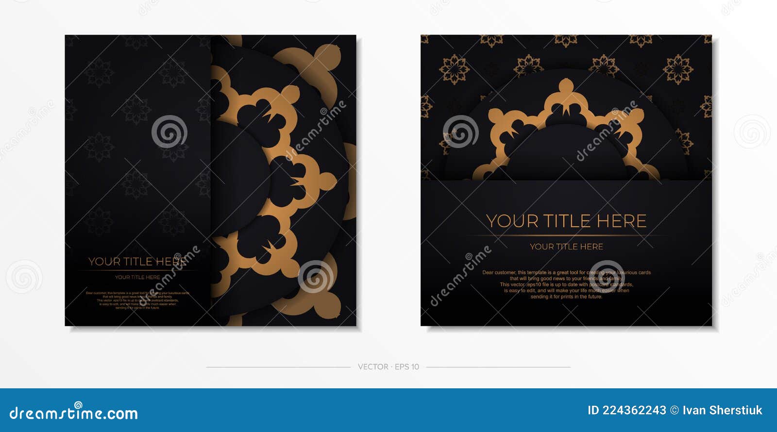 Dark Invitation Card Design with Abstract Vintage Ornament. Elegant and ...