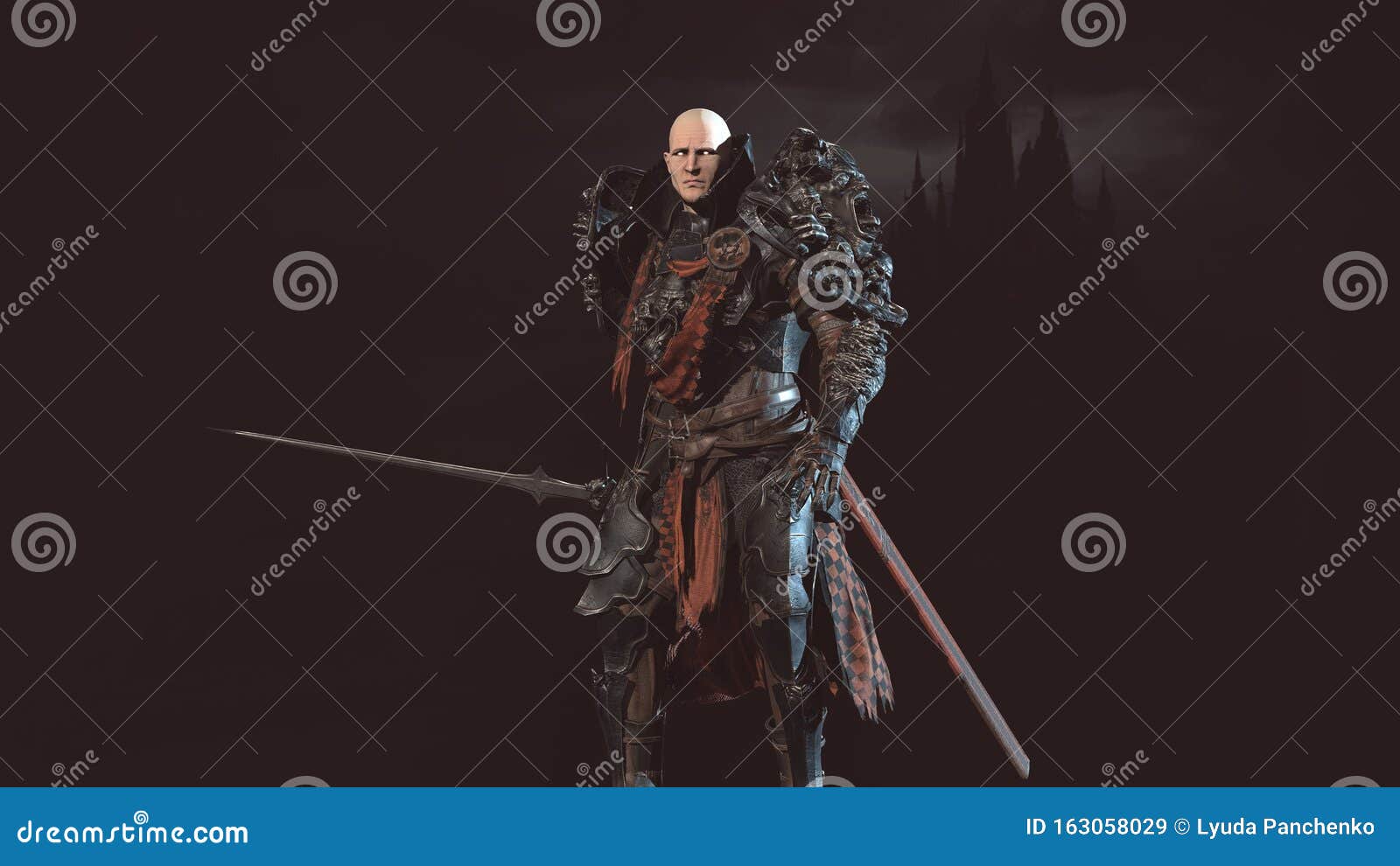 Dark knight men 3d render stock illustration. Illustration of armour ...