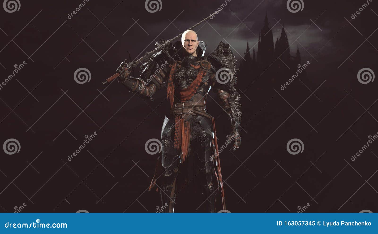 Dark knight men 3d render stock illustration. Illustration of male ...