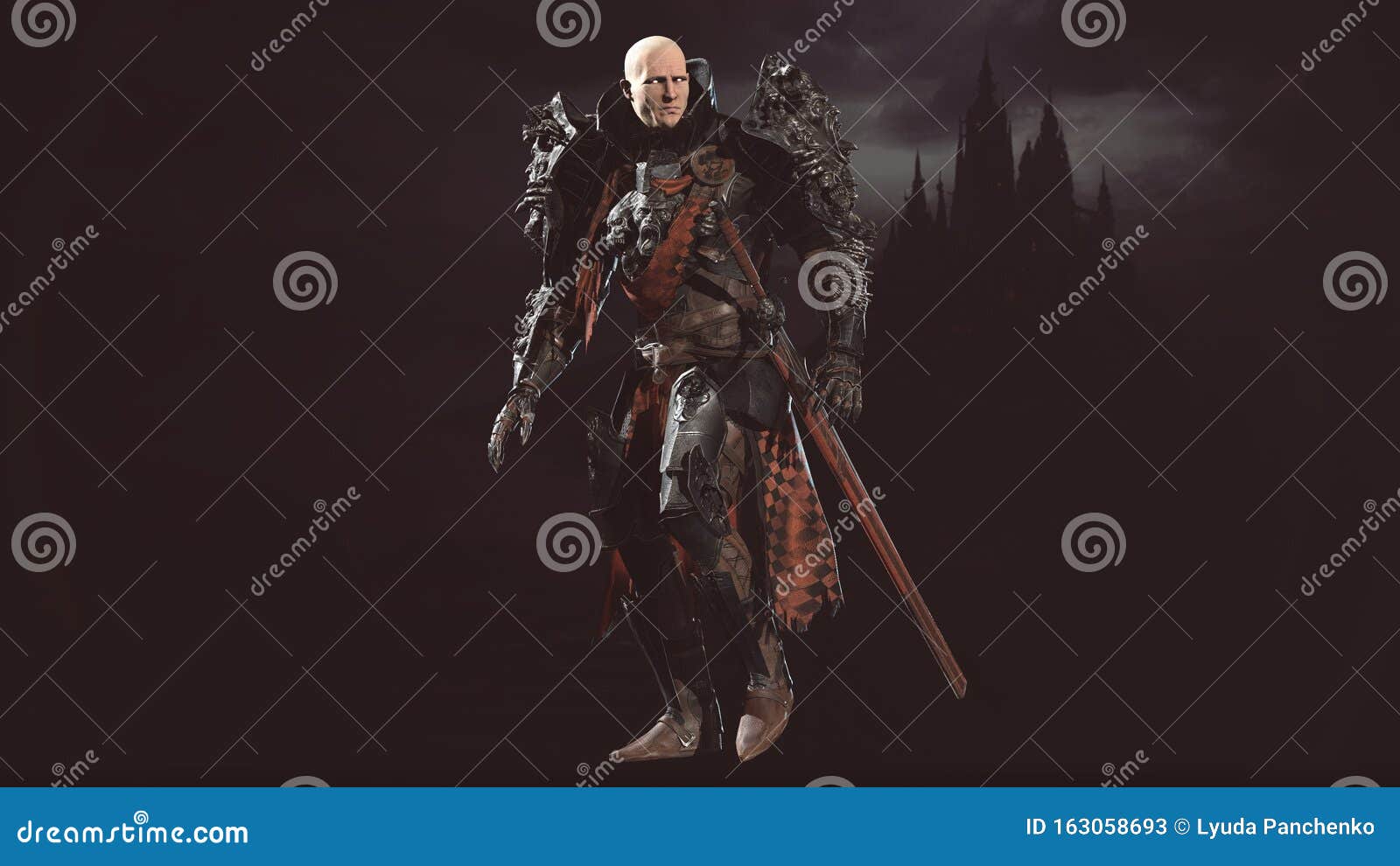 Dark knight men 3d render stock illustration. Illustration of weapon ...