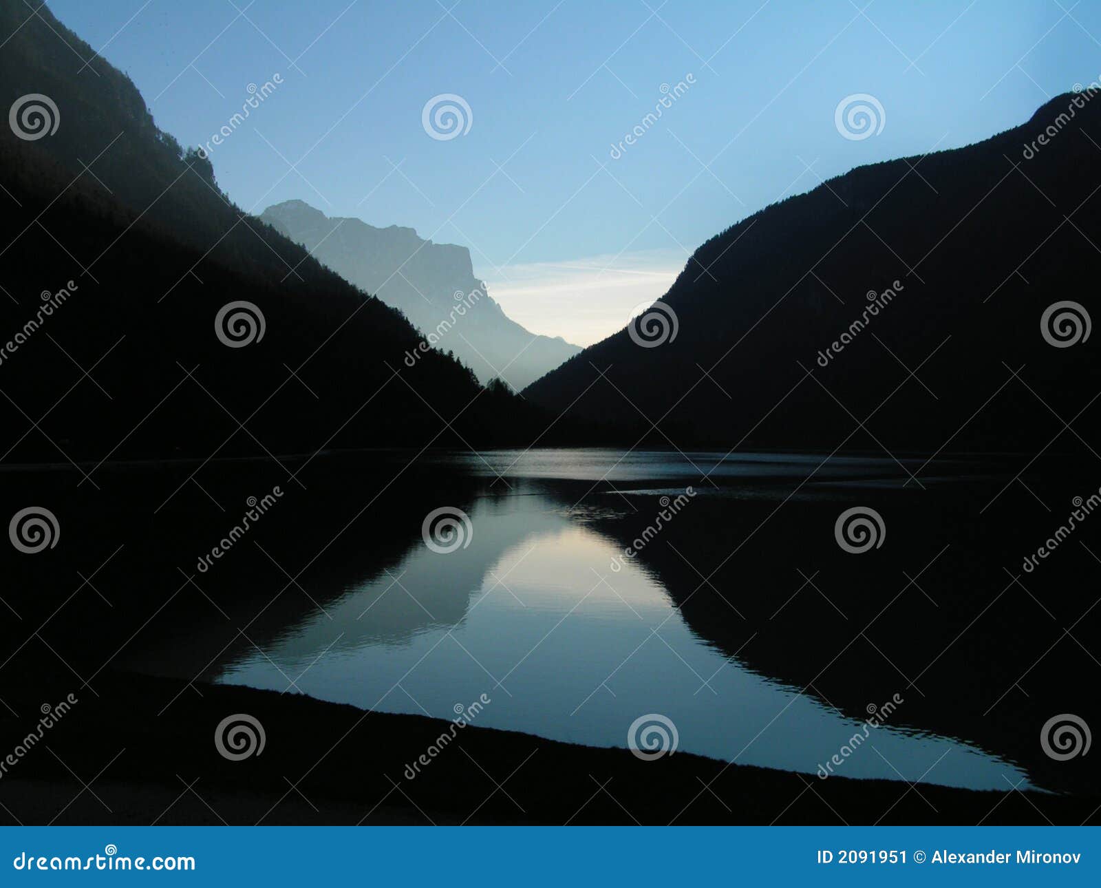 Dark lake stock image. Image of contrast, cloud, mountain - 2091951