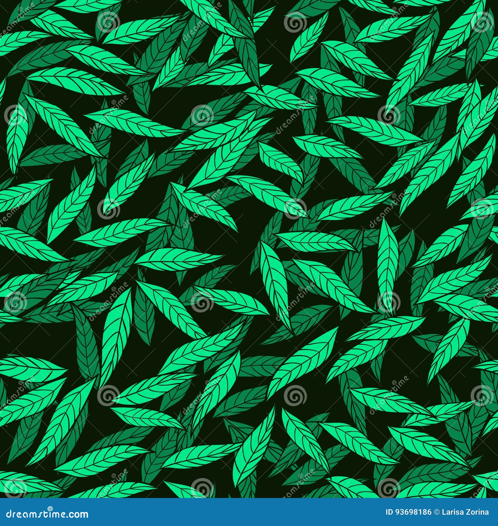 Dark Leaves Seamless Pattern. Stock Vector - Illustration of decorative ...