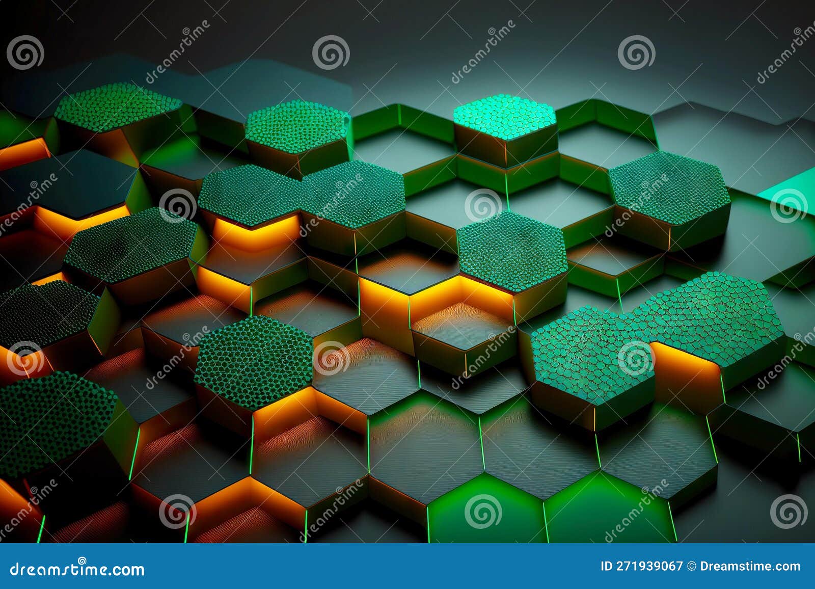 Dark and Light Green Hexagonal Honeycomb Protruding on Surface As 3d ...