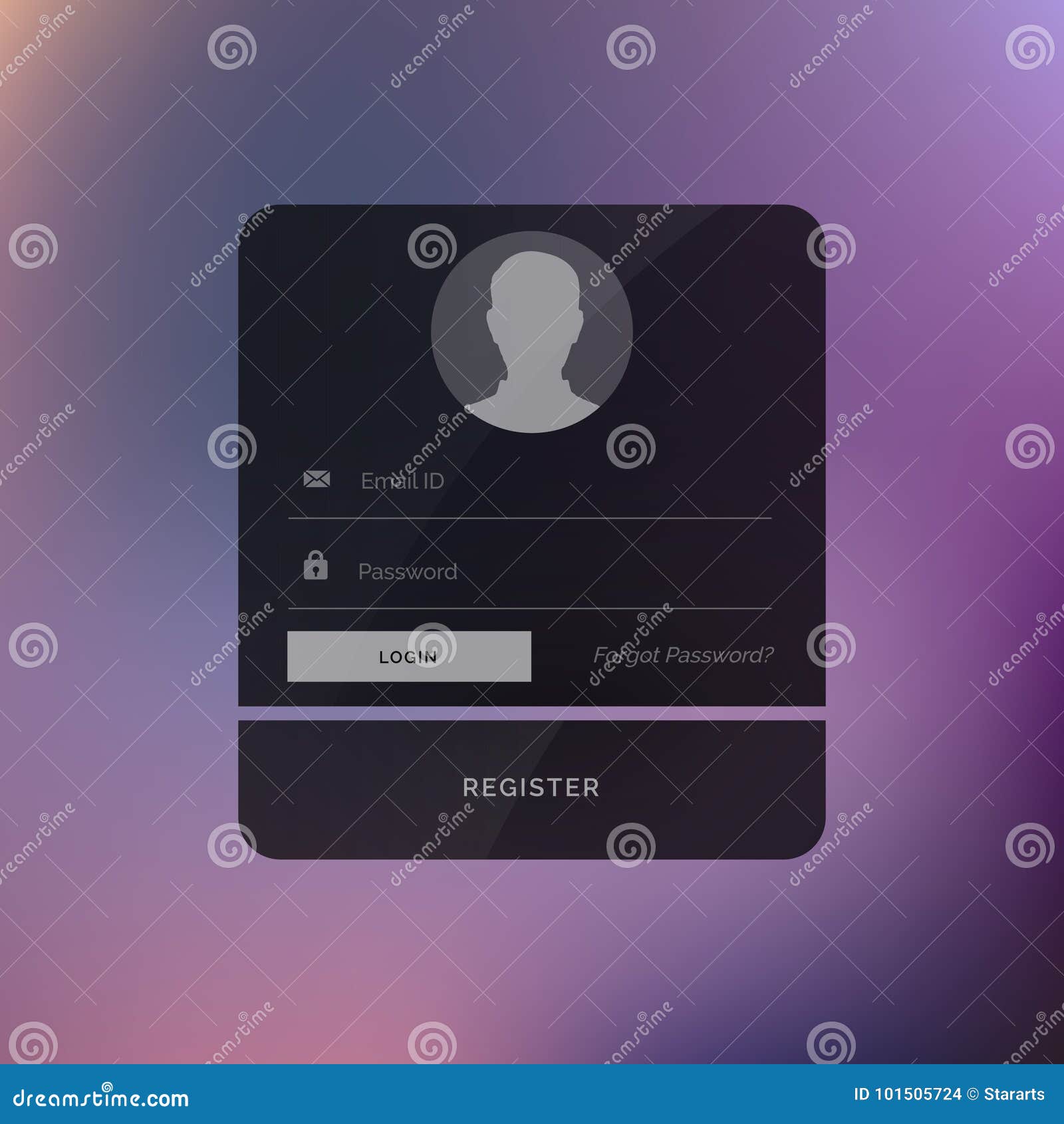 Dark Login UI Design Template Stock Vector - Illustration of interface ...
