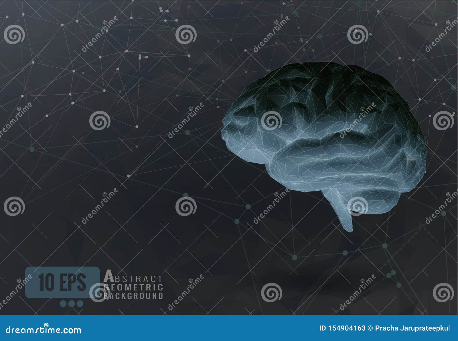 Dark Low Poly Brain on Abstract Geometric BG Stock Vector ...