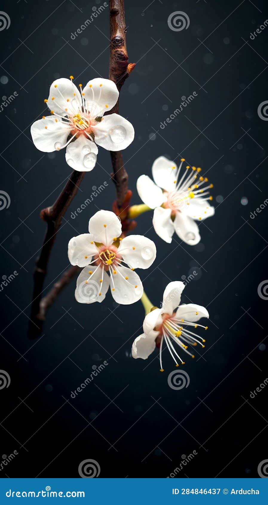 Dark Macro Blossom Flowers 3d Realistic Rendering Stock Illustration ...