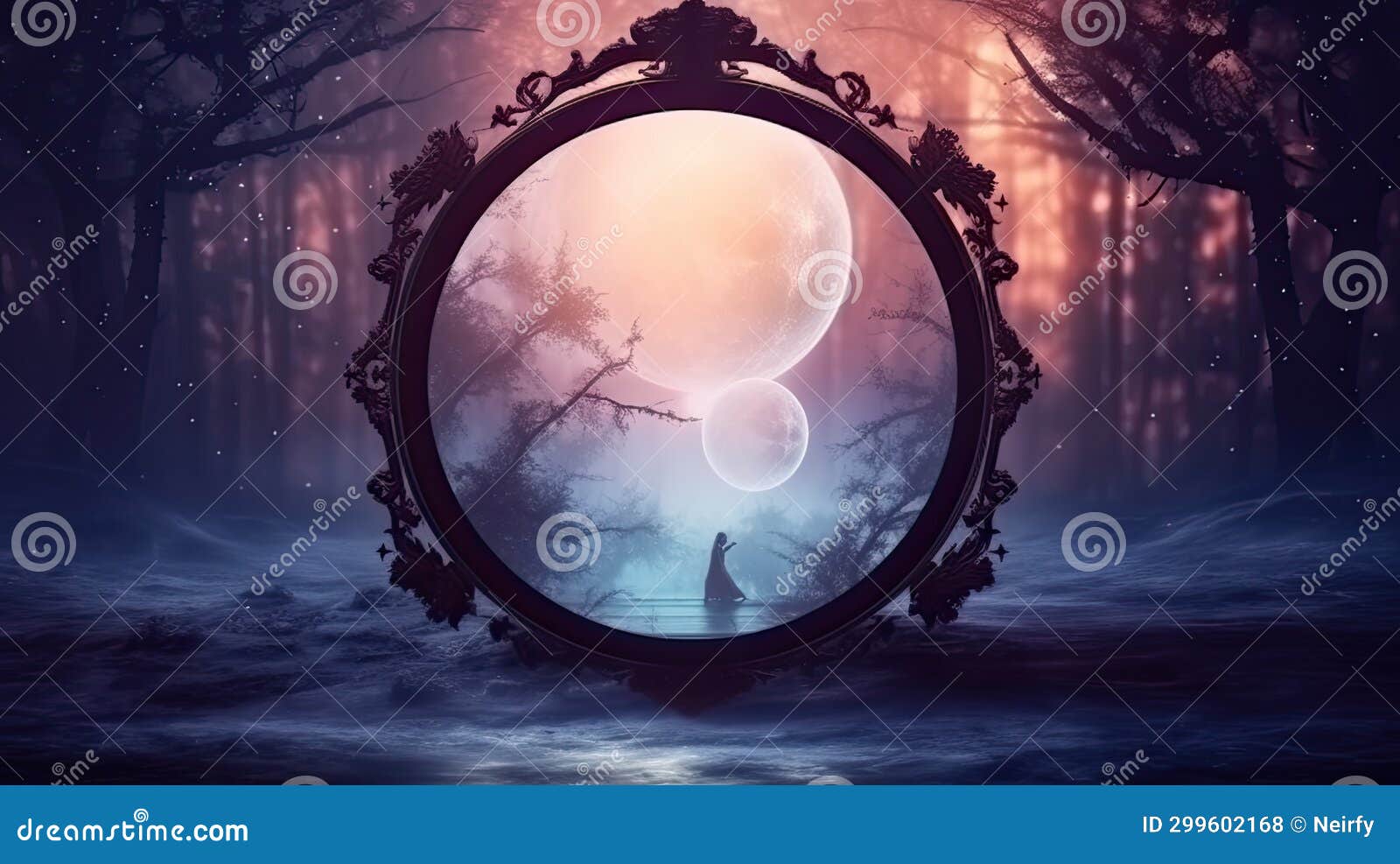 Dark magic forest stock illustration. Illustration of animal - 299602168