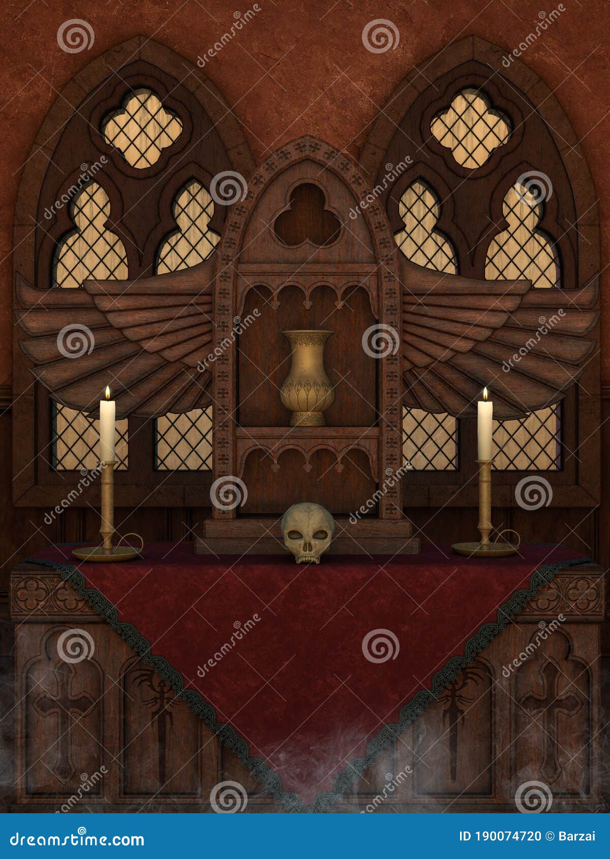 Magical Altar with Candles and Skull. Stock Illustration - Illustration ...