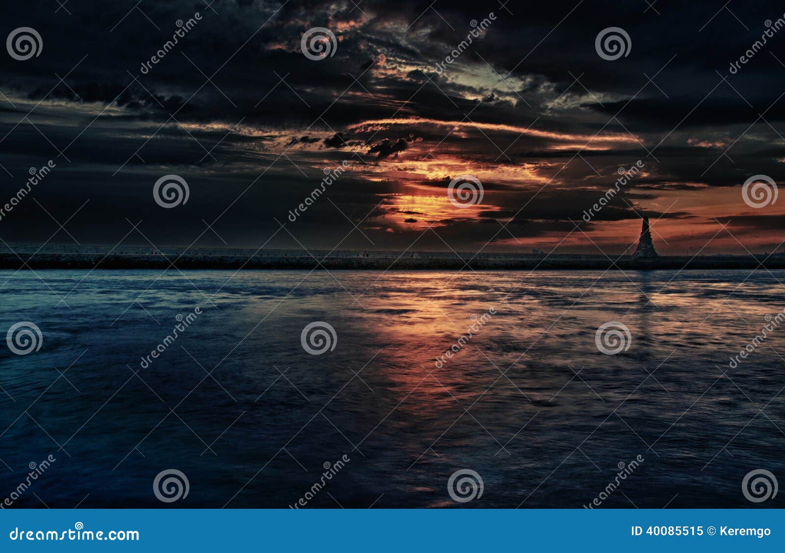 Dark Magical Sunset stock image. Image of ocean, reflection - 40085515