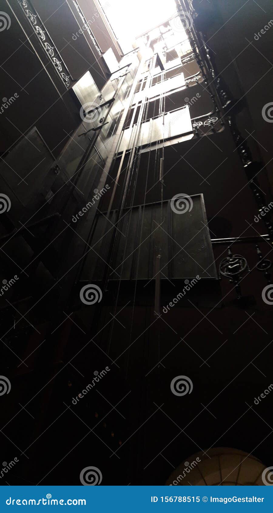 Dark Mechanical Elevator Shaft Stock Image - Image of shaft, elevator ...