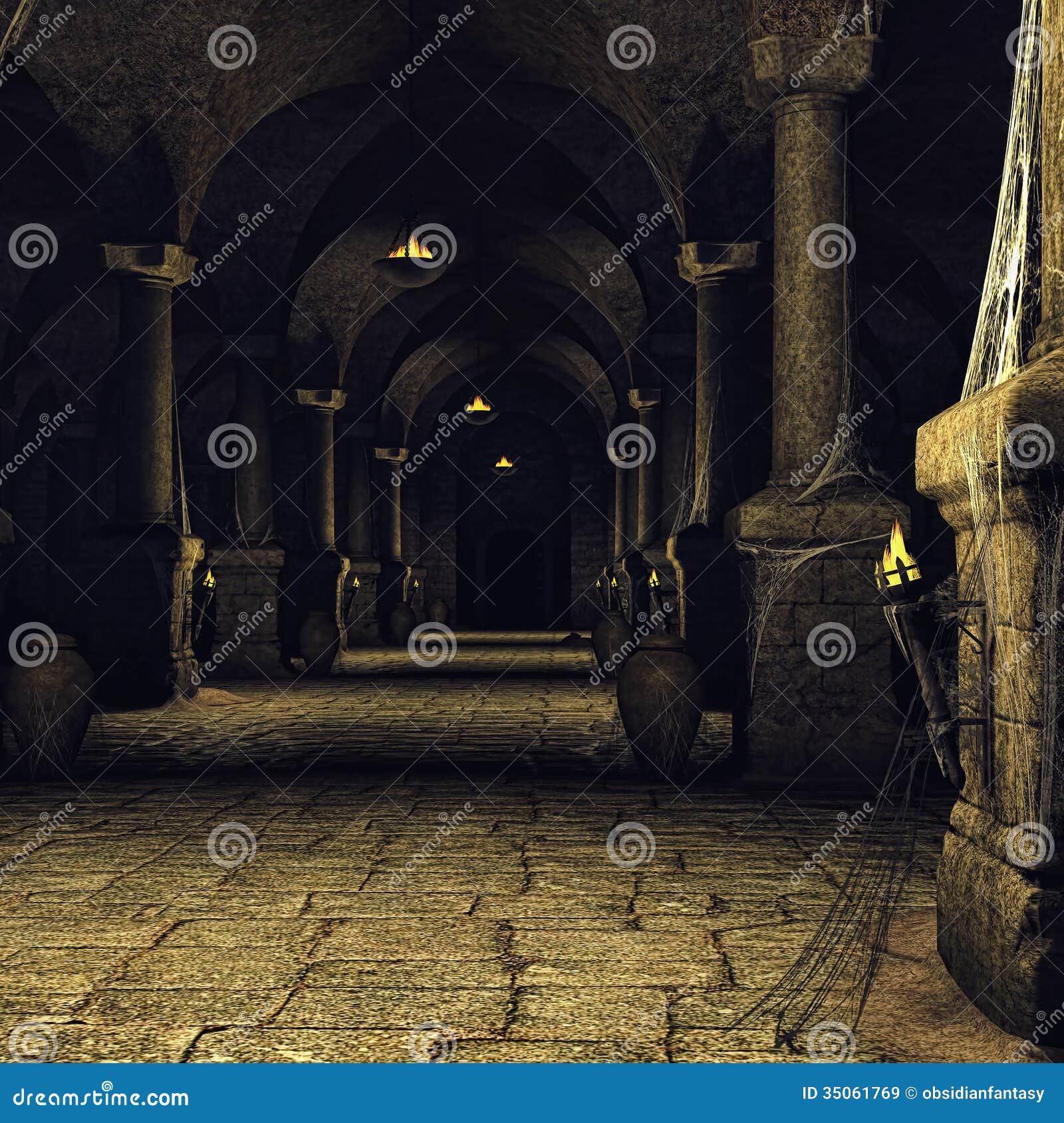 Medieval Corridor And Iron Castle Gate Royalty-Free Illustration ...
