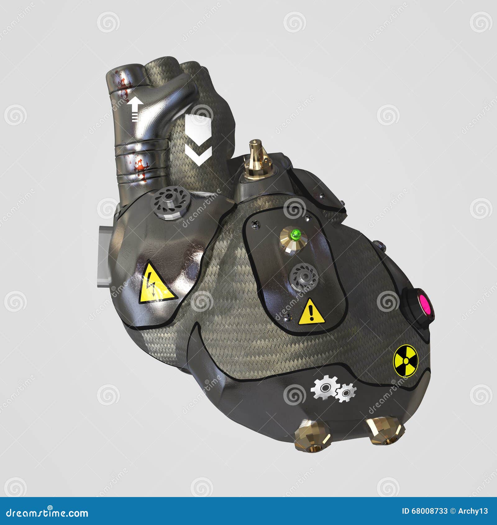 Dark Metal Plates Cyborg Techno Heart Warning Signs Stock Illustration ...