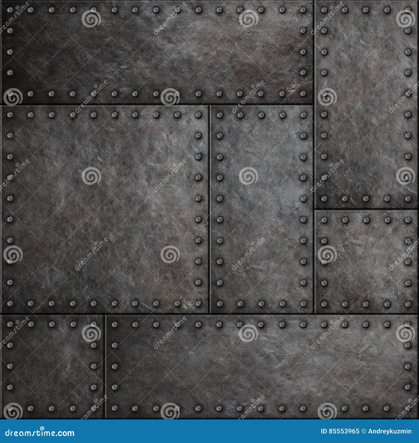 Dark Metal Plates with Rivets Seamless Background or Texture Stock ...
