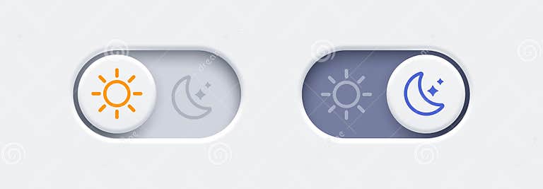 Dark Mode and Light Mode Toggle Switch Buttons. Day and Night Mode ...