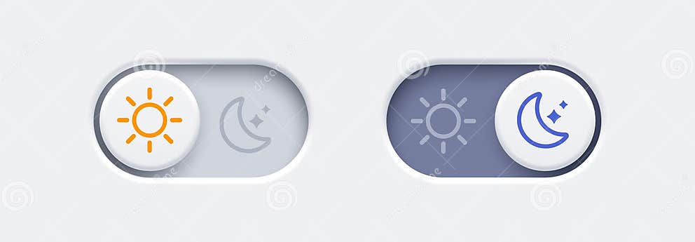 Dark Mode and Light Mode Toggle Switch Buttons. Day and Night Mode ...