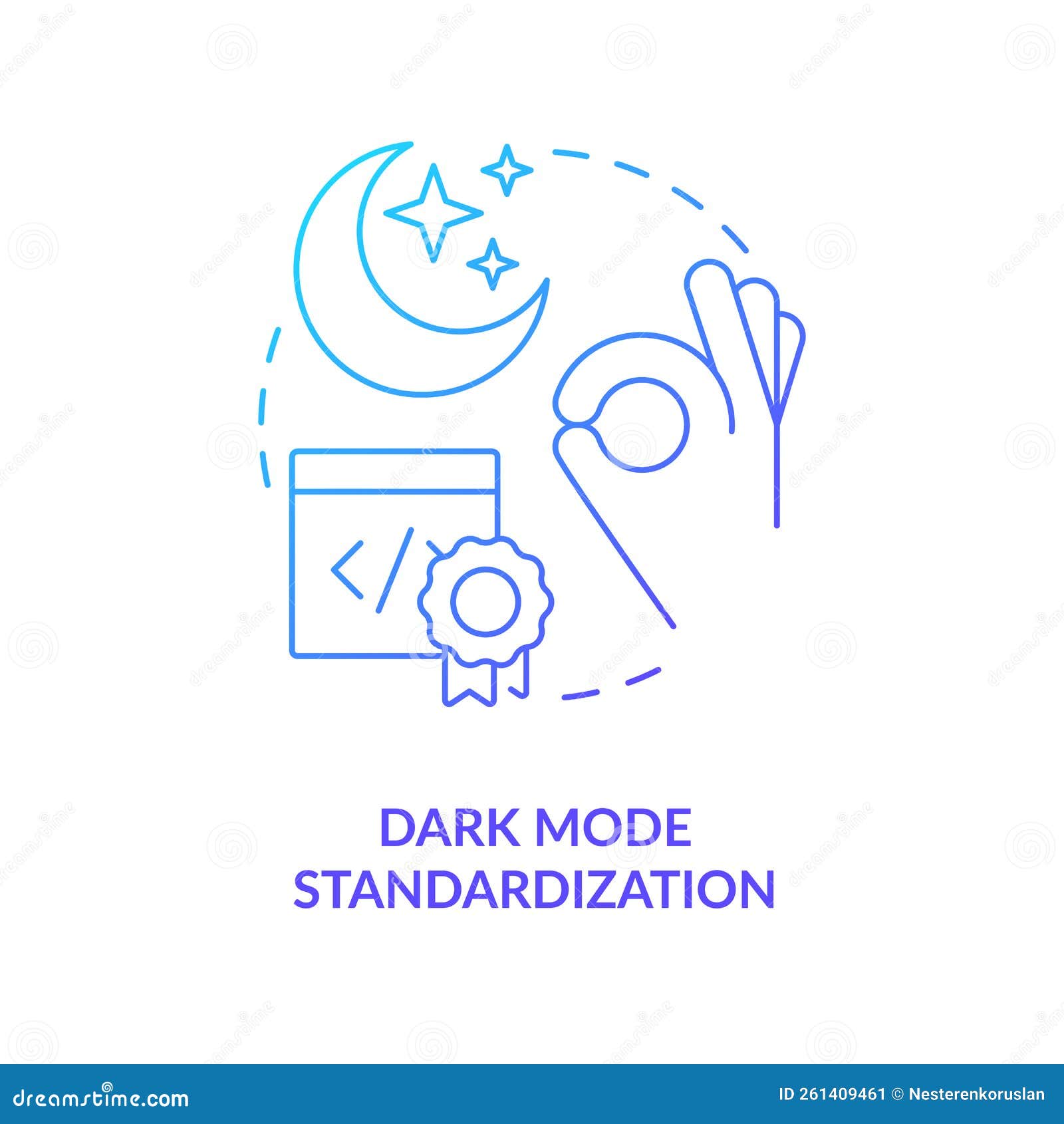 Dark Mode Standardization Blue Gradient Concept Icon Stock Vector ...
