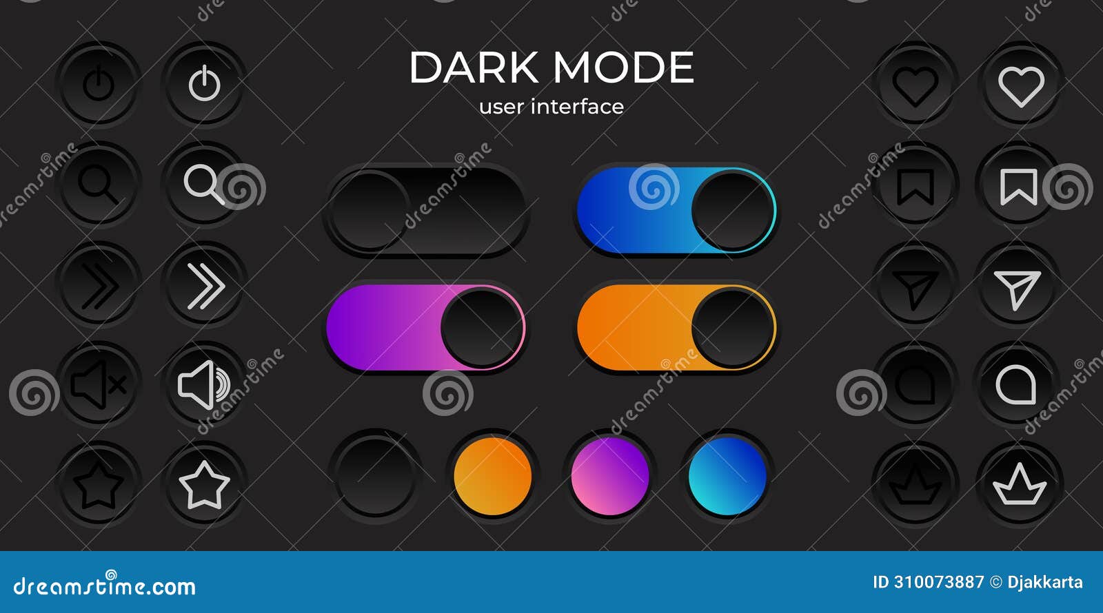 Dark Mode Ui Simple Elegant Minimalist Set of Buttons, Loading Bar ...