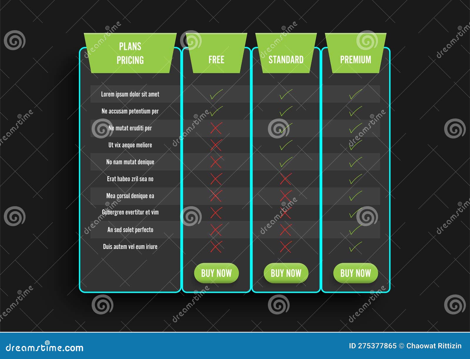 Dark Modern Pricing Table with Green Recommended Option. Comparison ... Dark Modern Pricing Table with Green Recommended Option. Comparison ...