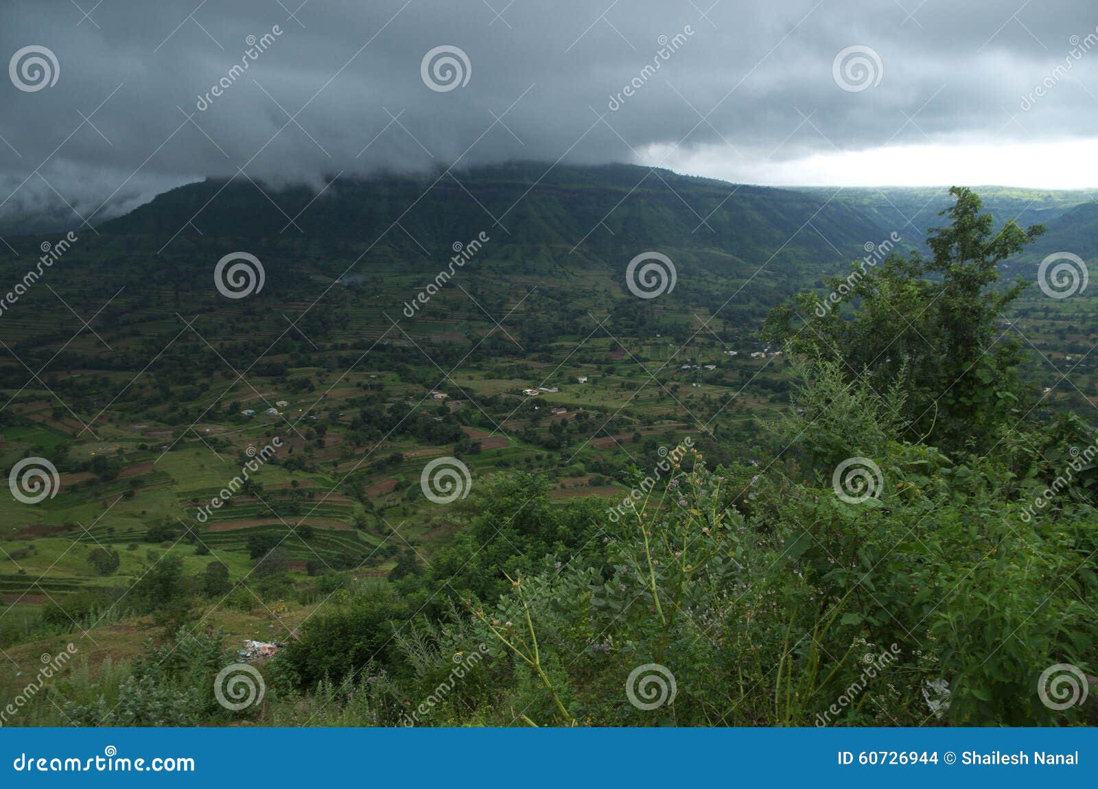 Dark Monsoon Landscape at Sajjangad Stock Photo - Image of gray, season ...