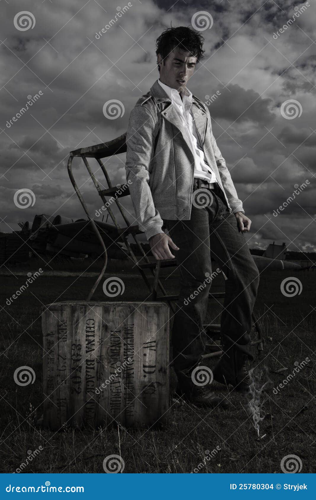 Dark Moody Image of Young Man Stock Photo - Image of goodlooking, angle ...