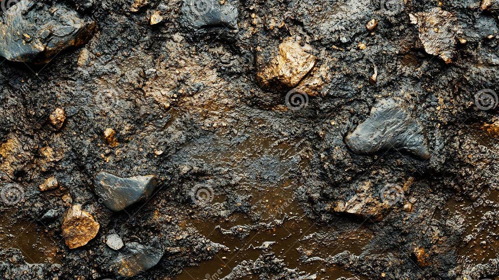 Dark Mud and Rocks Texture Background Image Stock Illustration ...