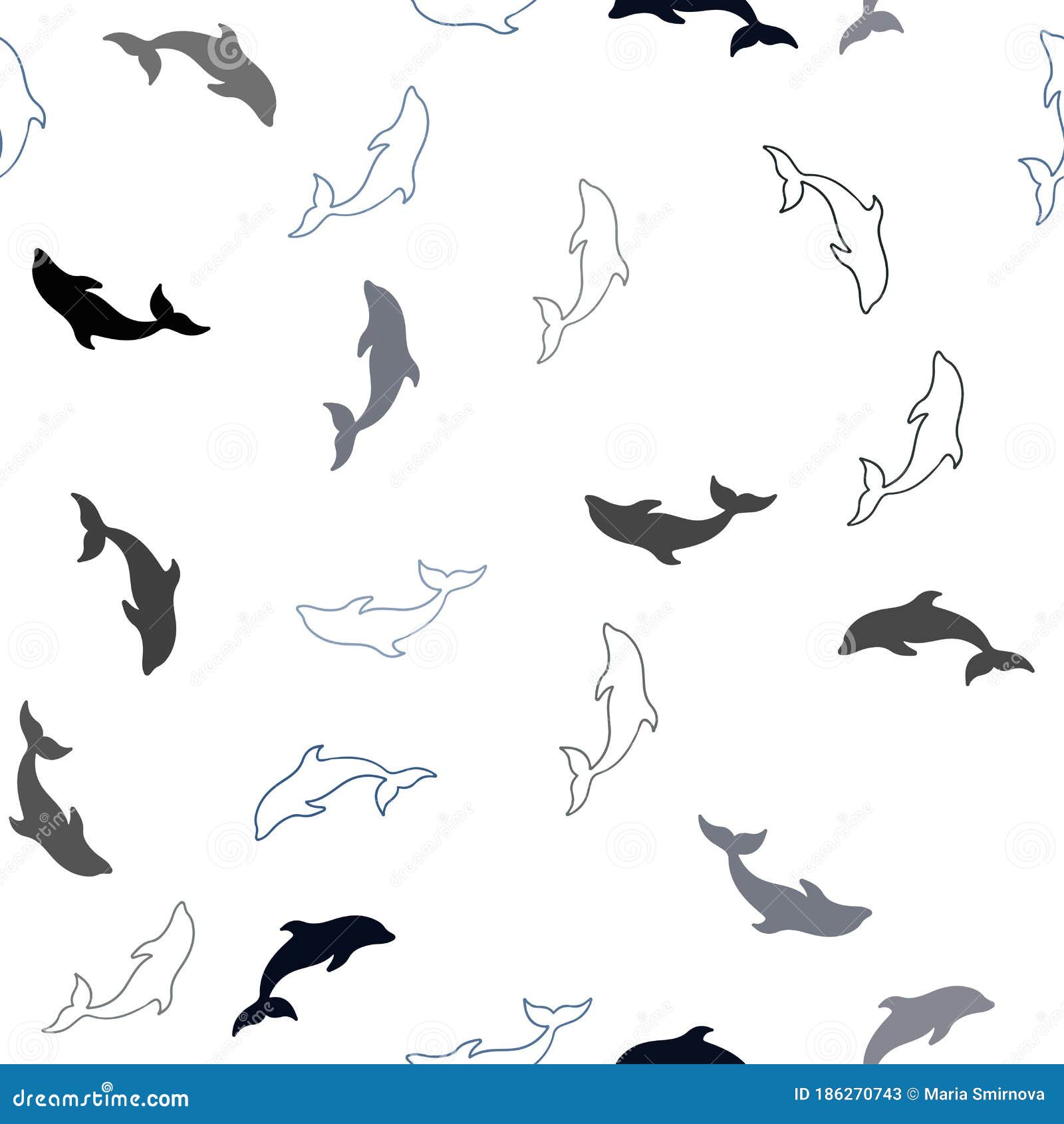 Dark Multicolor Vector Seamless Texture with Dolphins. Stock Vector ...