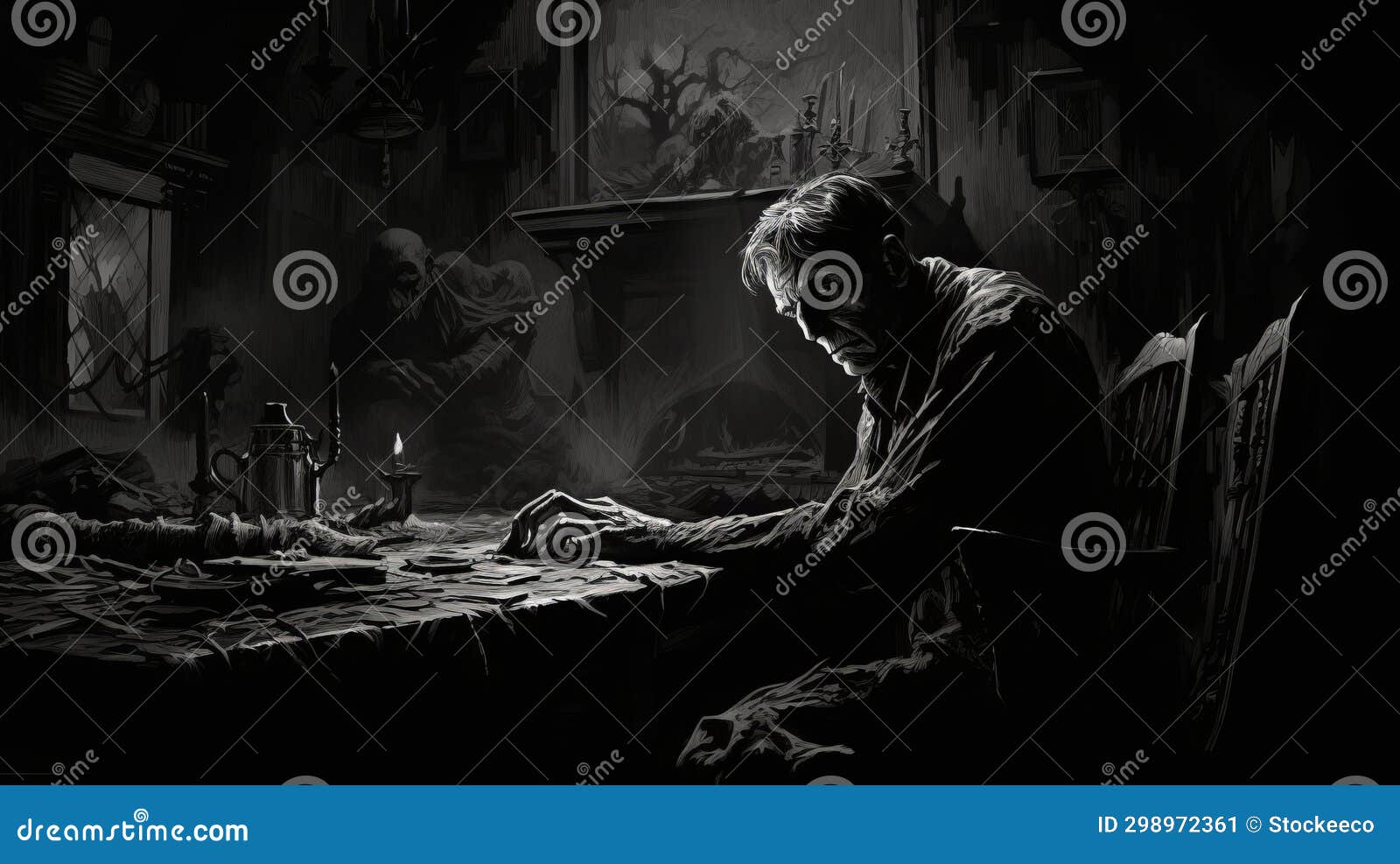 Dark and Mysterious Biography Artwork by Bernie Wrightson Stock ...