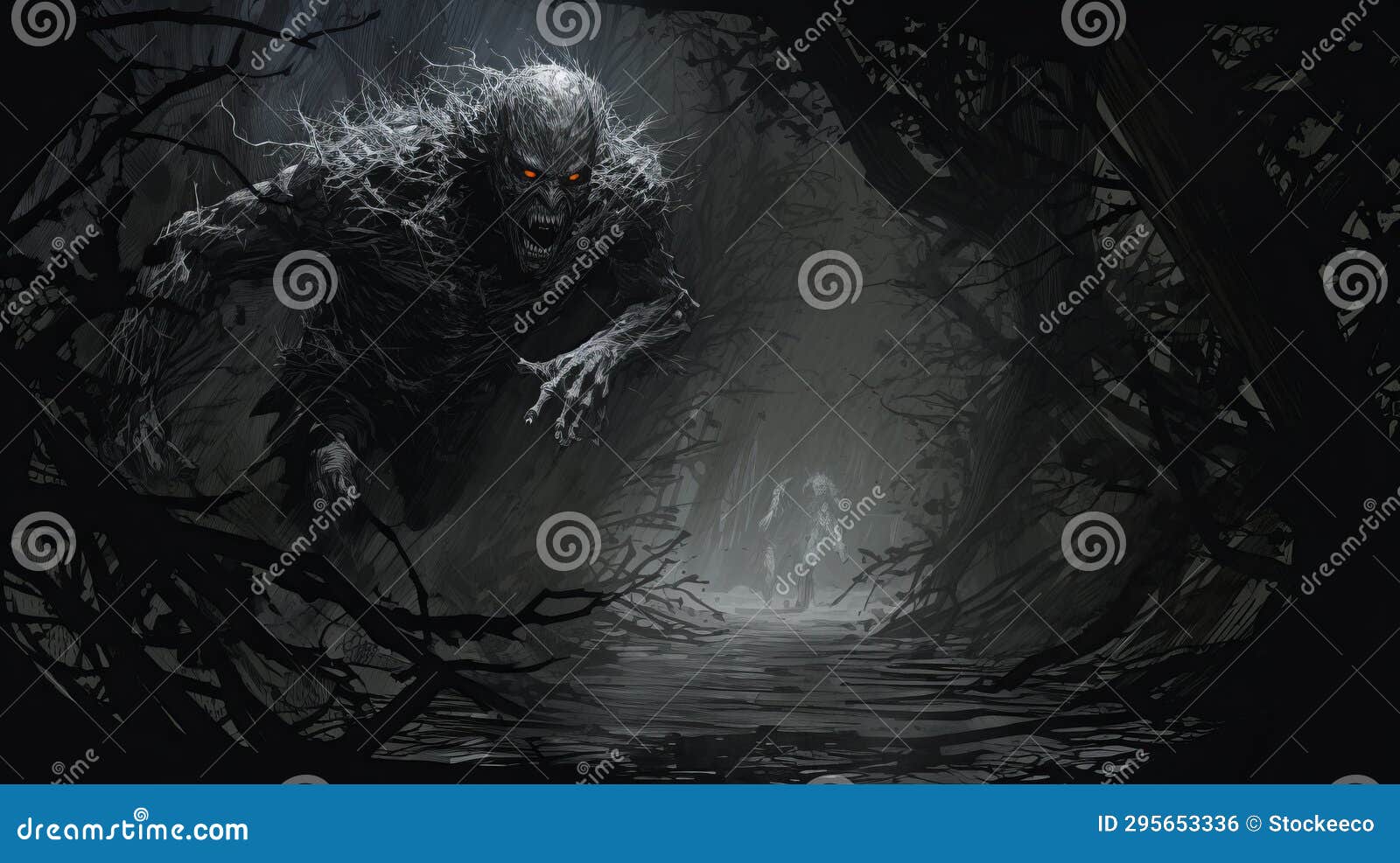 Dark and Mysterious Demon Walking through a Wooded Path Stock ...