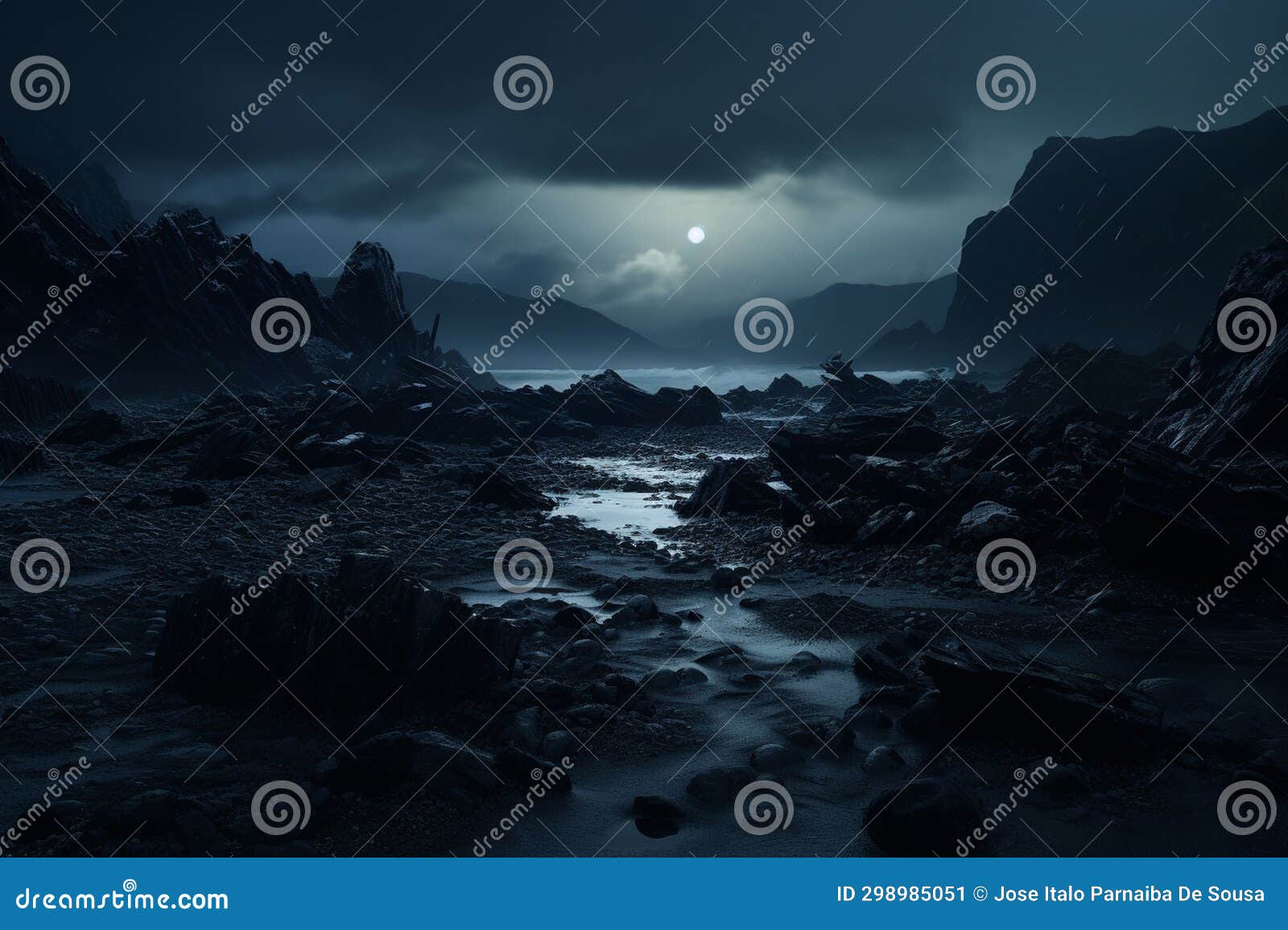 Dark and Mysterious Nocturnal Landscapes with Deep Stock Image - Image ...
