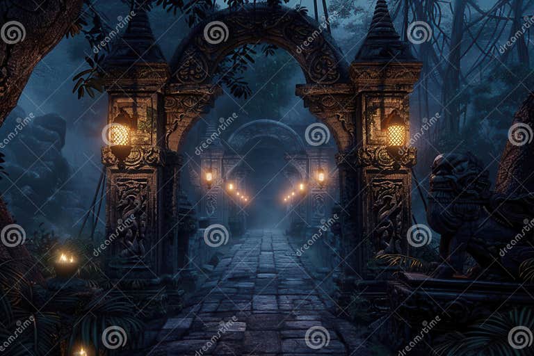 The Dark and Mysterious Path Leads To the Unknown Stock Illustration ...