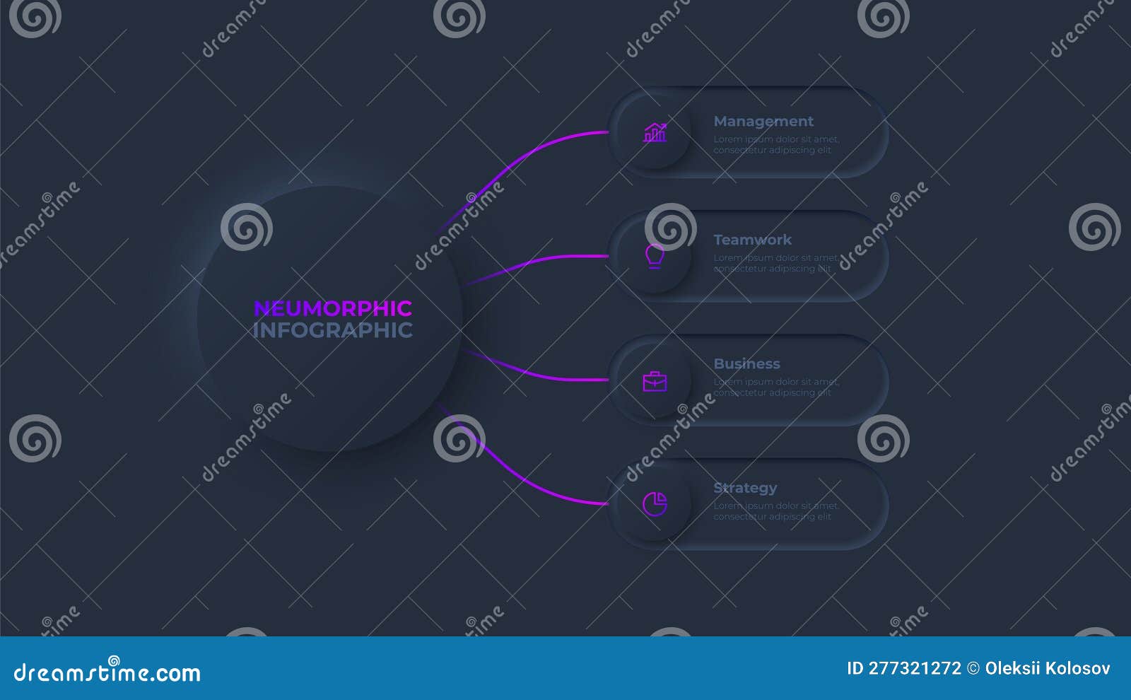 Neumorphic Flowchart Infographic. Business Data Visualization With 6 ...