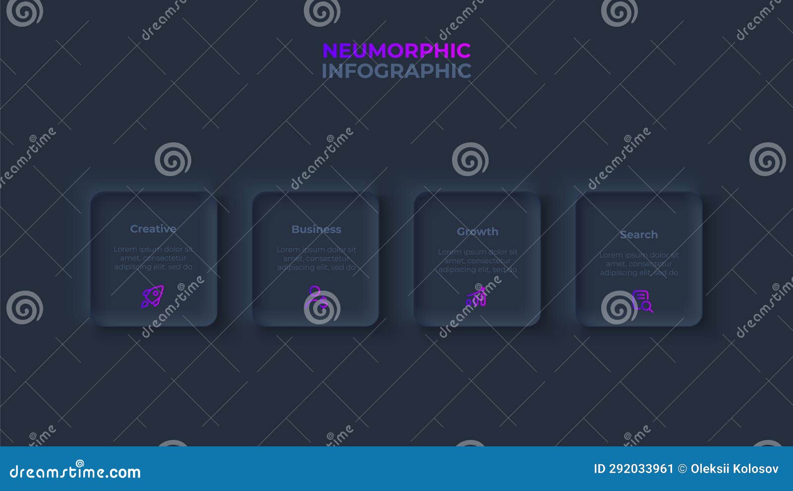 Dark Neumorphic Horizontal Progress Diagram with 4 Square Elements ... Dark Neumorphic Horizontal Progress Diagram with 4 Square Elements ...