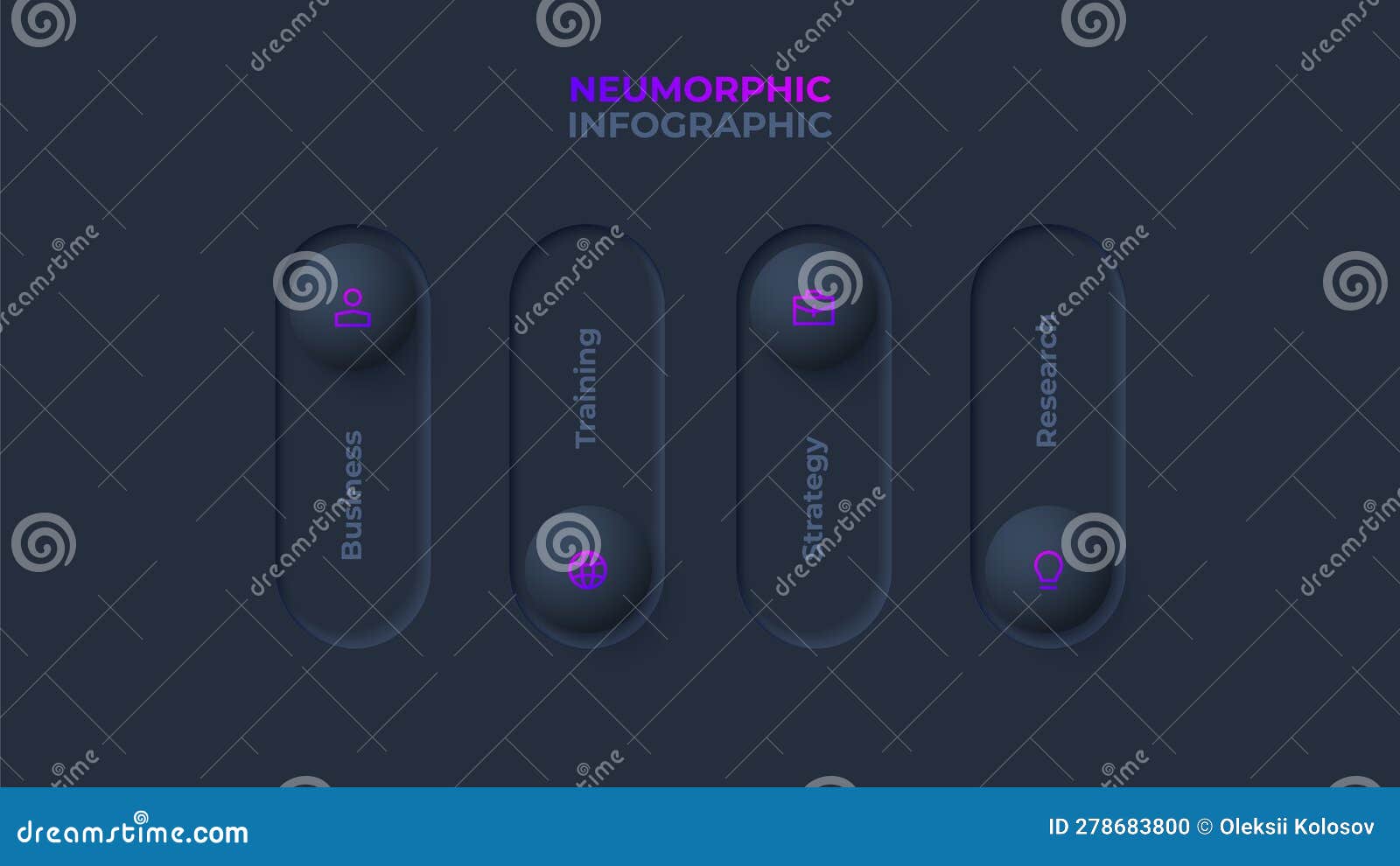 Dark Neumorphic Infographic Design Template. Business Data ...