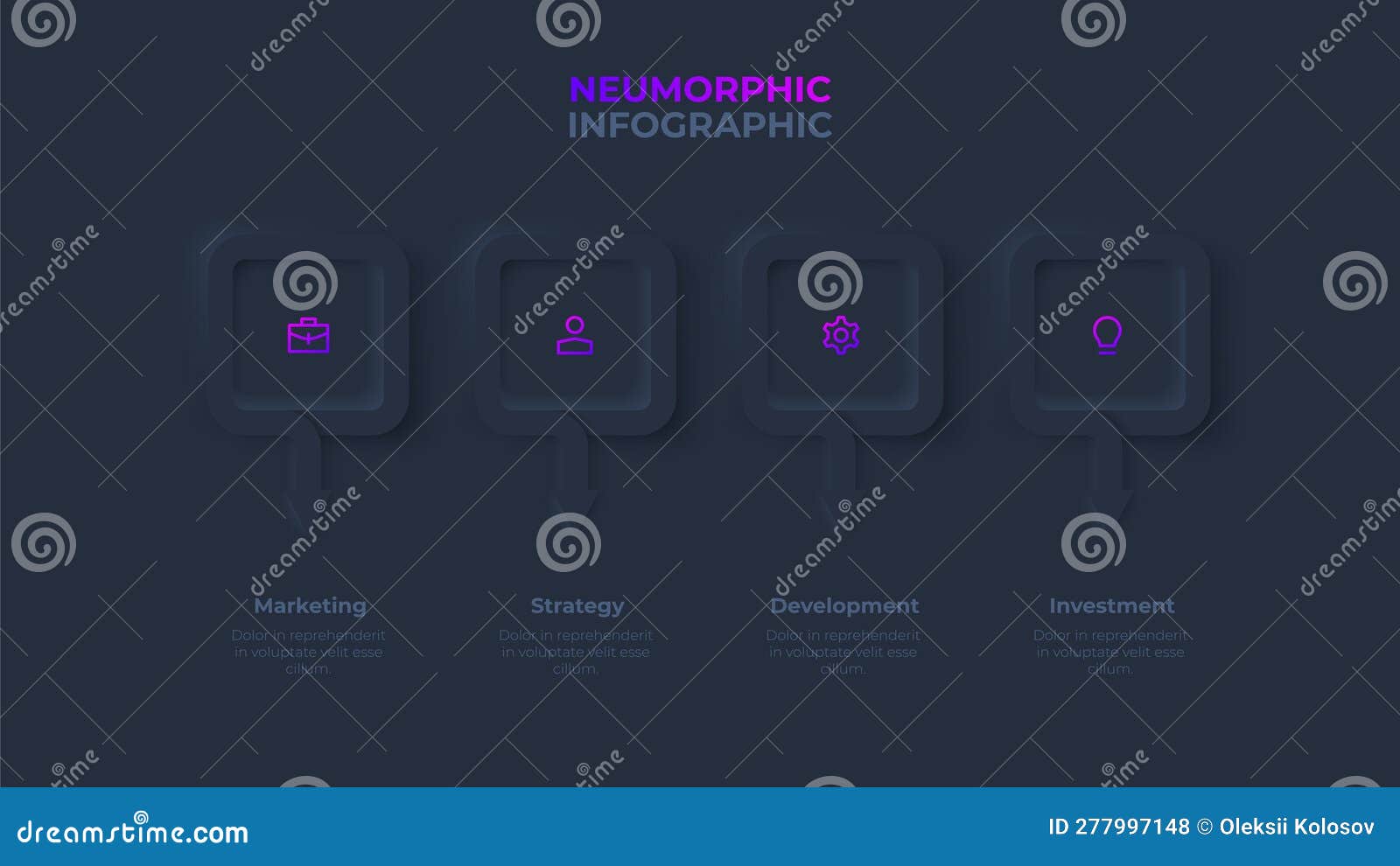 Dark Neumorphic Infographic Design Template. Business Data ...