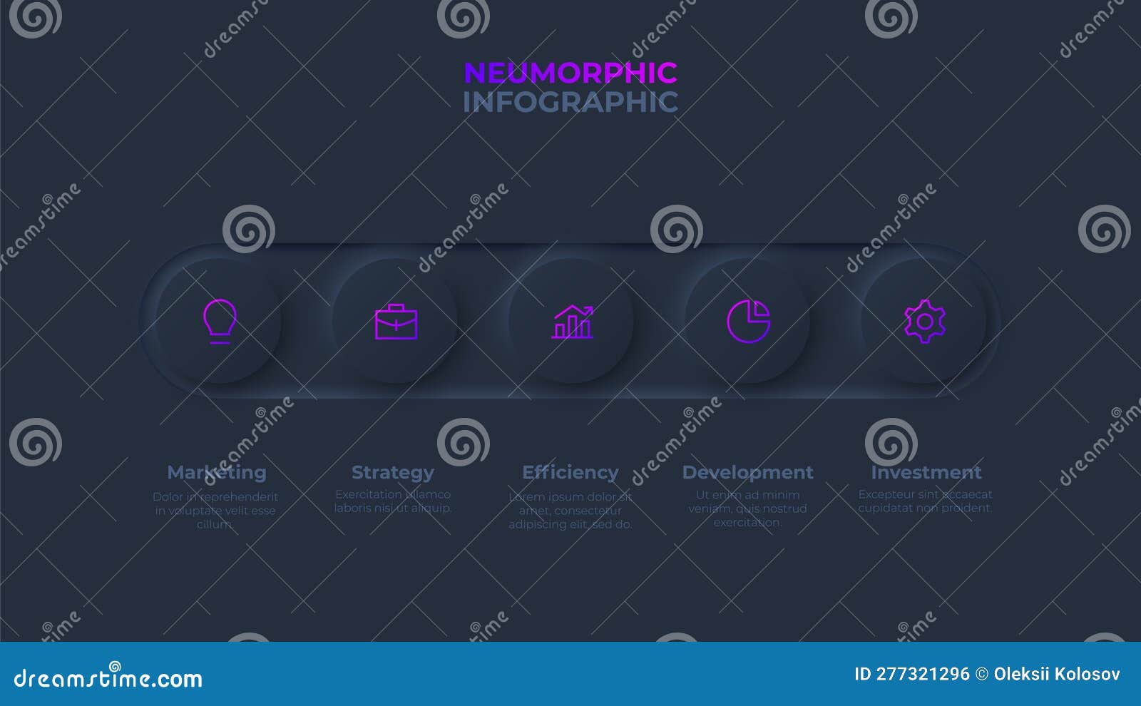 Dark Neumorphic Infographic Timeline Design Template. Business Data ...