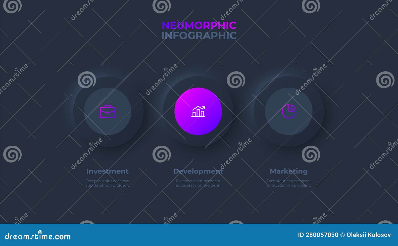 Dark Neumorphic Infographic Timeline Design Template. Business Data ...