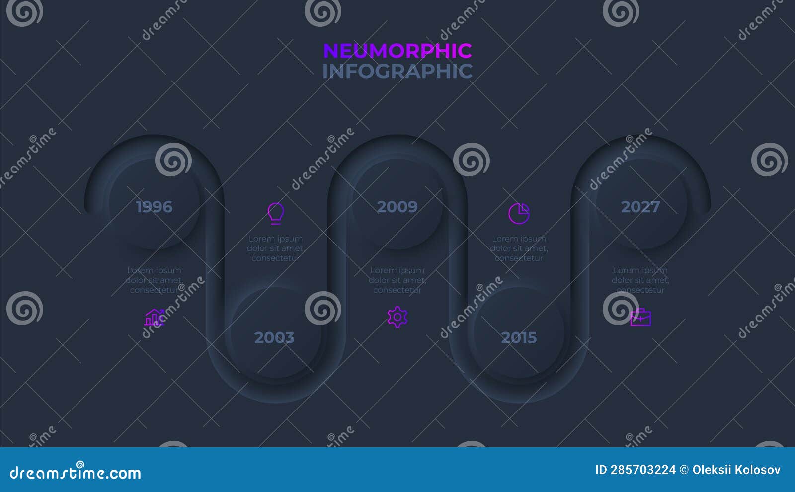 Dark Neumorphic Infographic Design Template. Concept Of 4 Steps Of ...