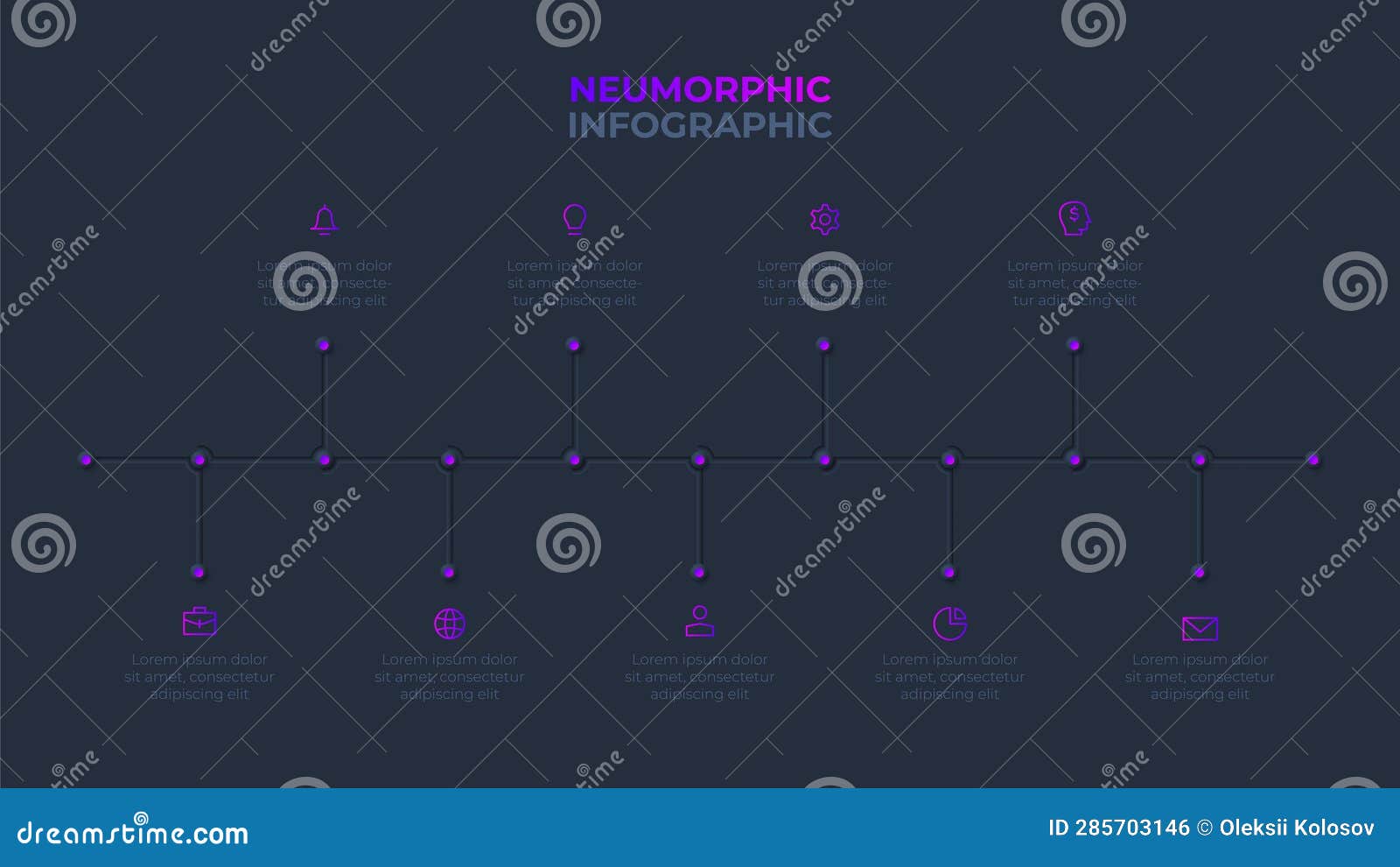 Dark Neumorphism Infographic Timeline. Template of Development Process ...