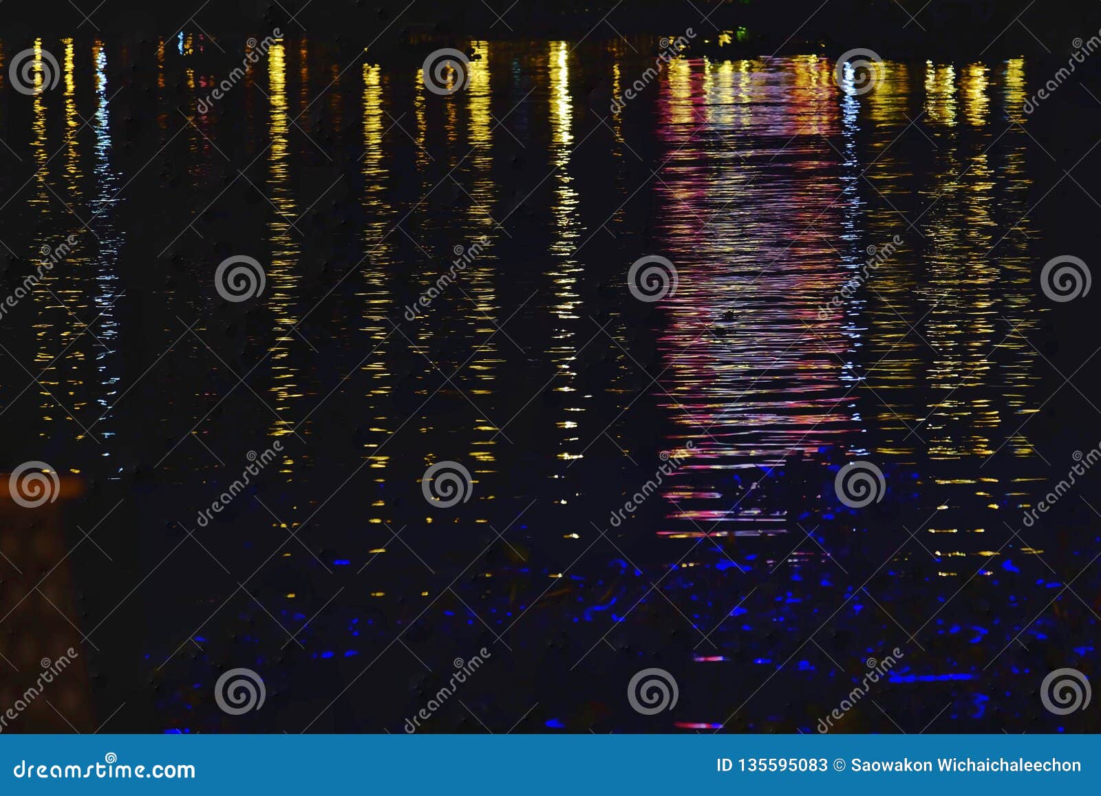 Blurred Colorful Light Reflection on Water Surface with River Waves ...