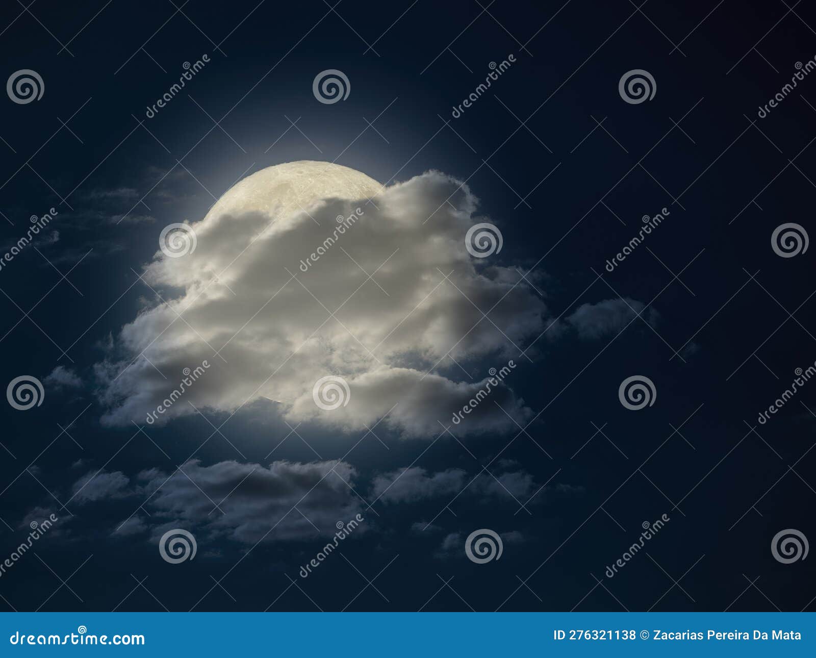 Dark Night with a Full Moon Covered by a Strong Cloud Stock Photo ...