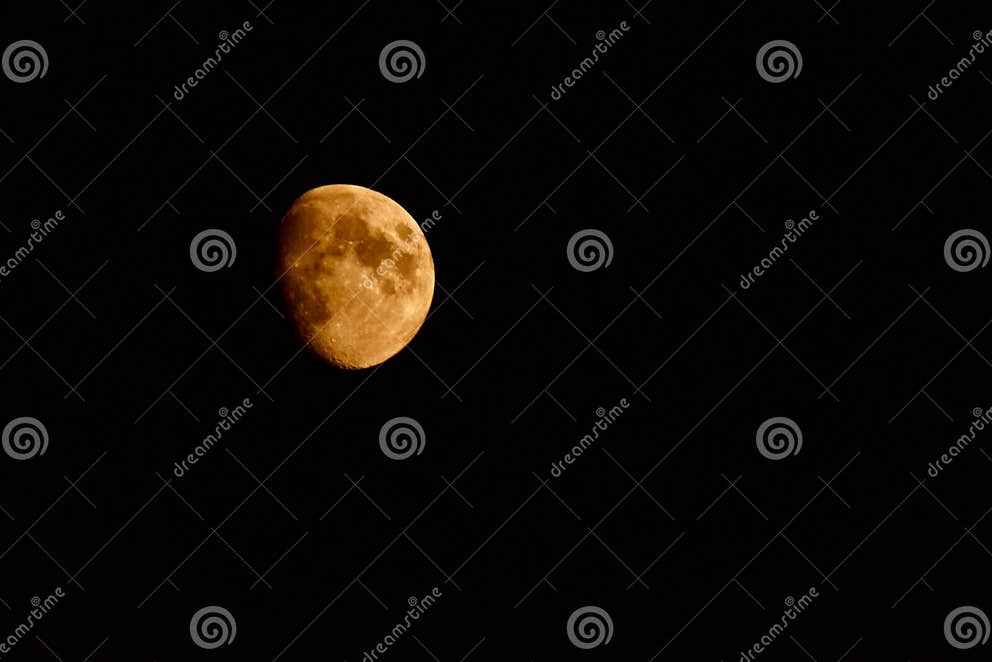 A Red Half Moon in Dark Sky Stock Photo - Image of pretty, lone: 138409428
