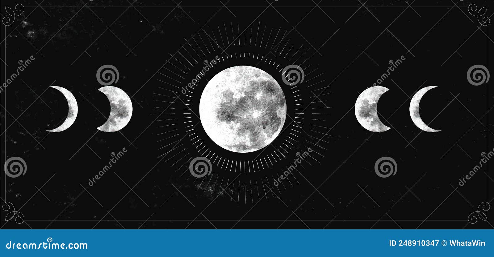 Dark Night Sky with Full Moon Illustration Stock Vector - Illustration ...