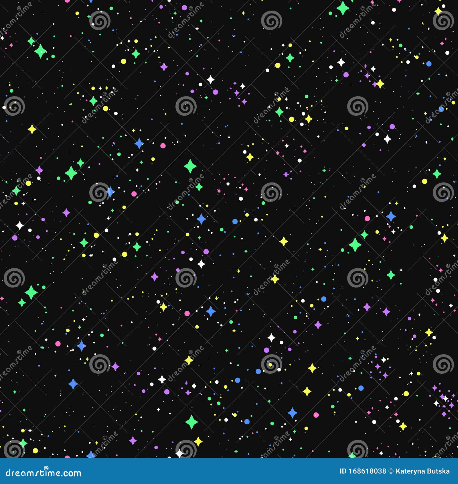 Dark Nights Sky with Multicolored Stars. Abstract Simple Vector ...