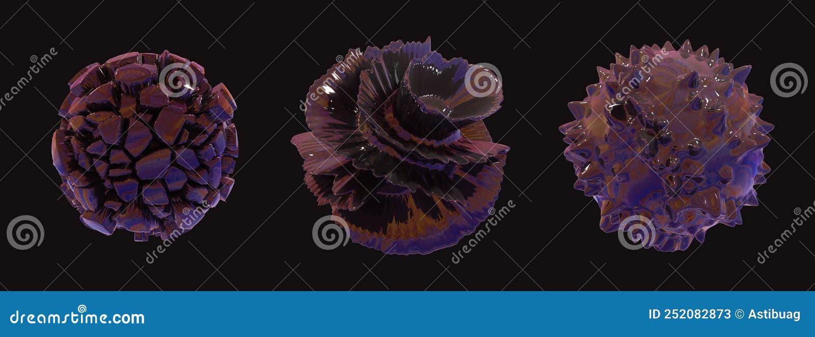 Dark Objects with Oil Slick Texture. Dark Background with Purple ...