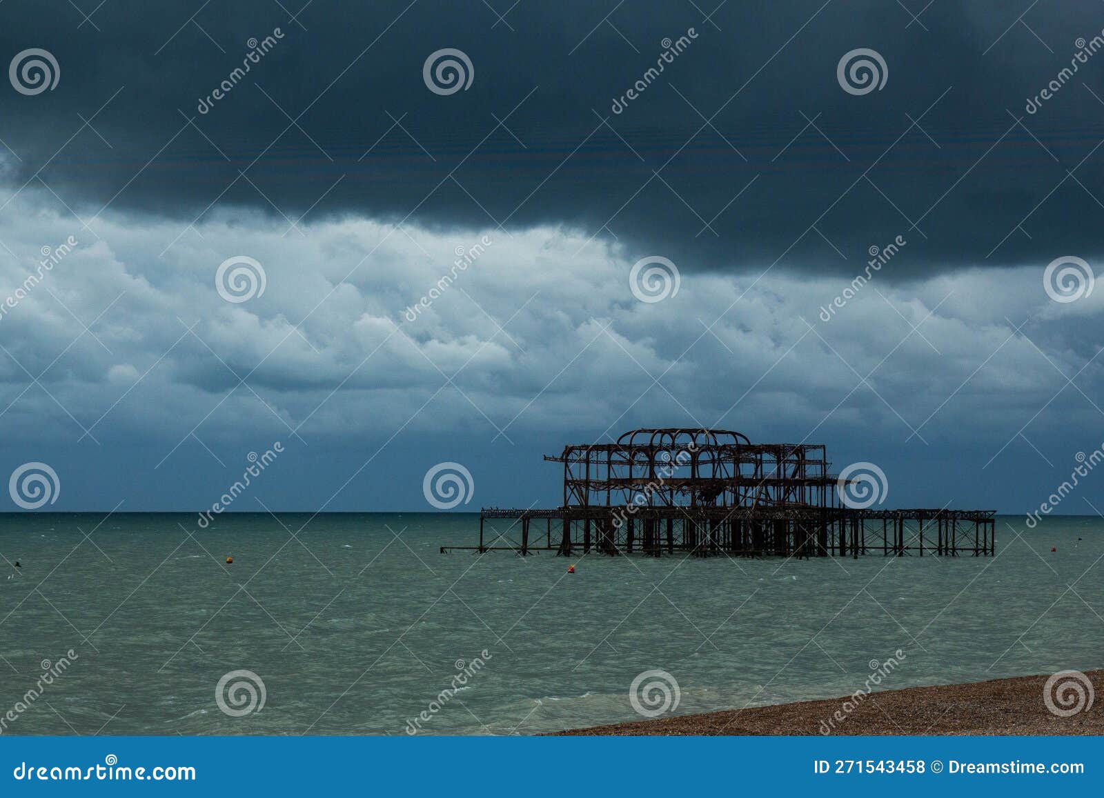 The Dark Cloud is Over the Ocean and a Beach by Stock Photo - Image of ...